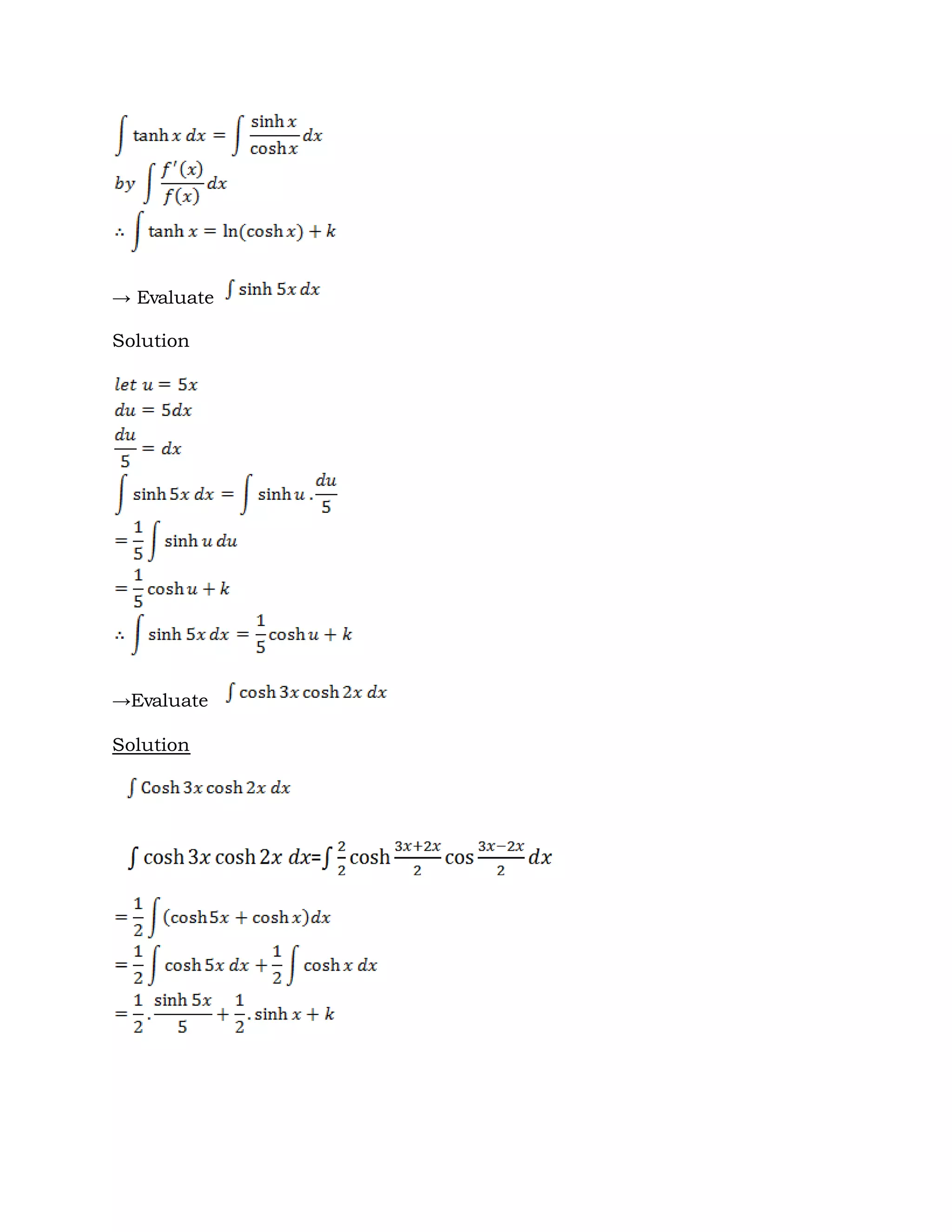 Hyperbolic Function Pdf