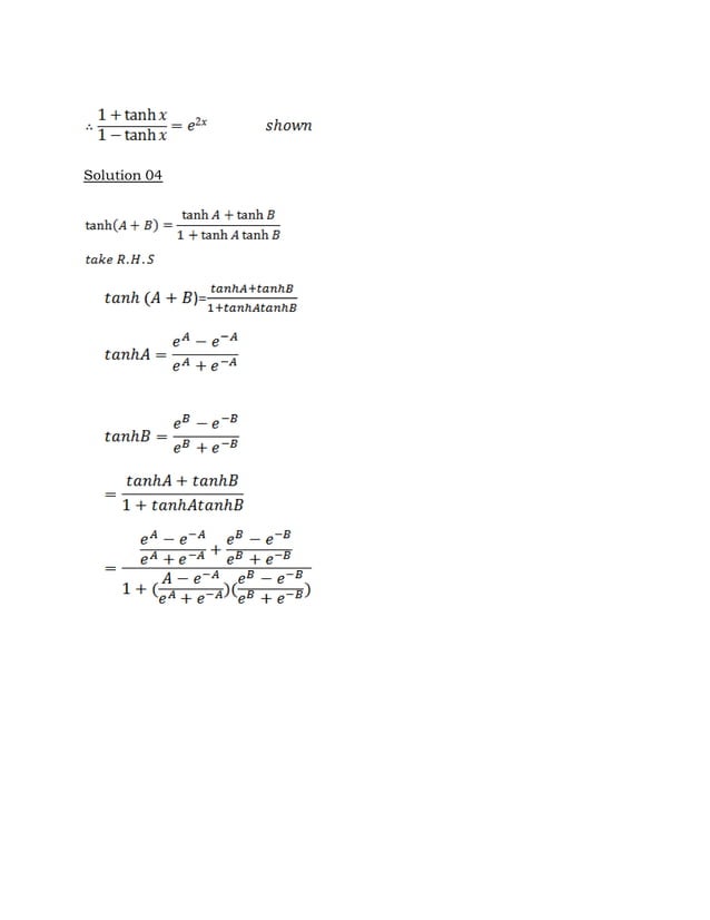 Hyperbolic Function Pdf