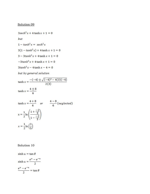 Hyperbolic Function Pdf