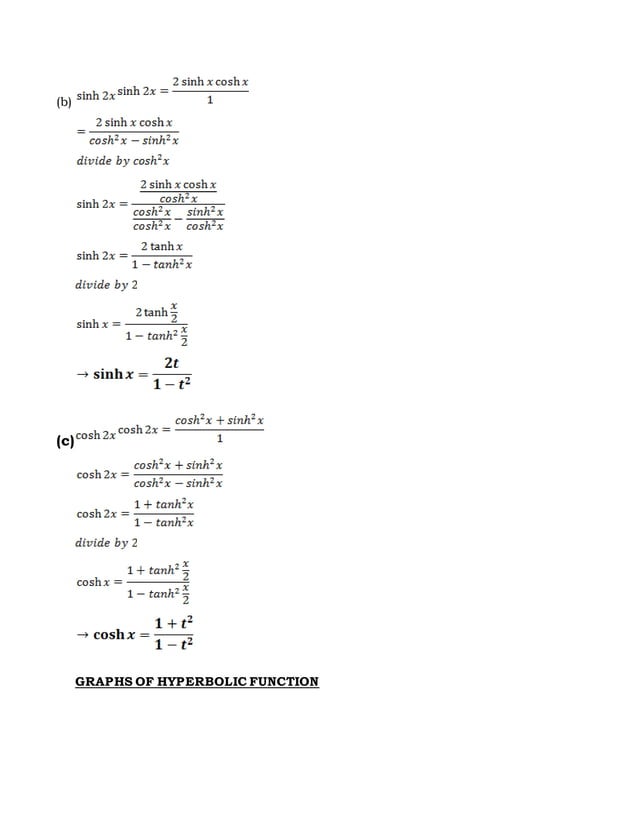 Hyperbolic Function Pdf