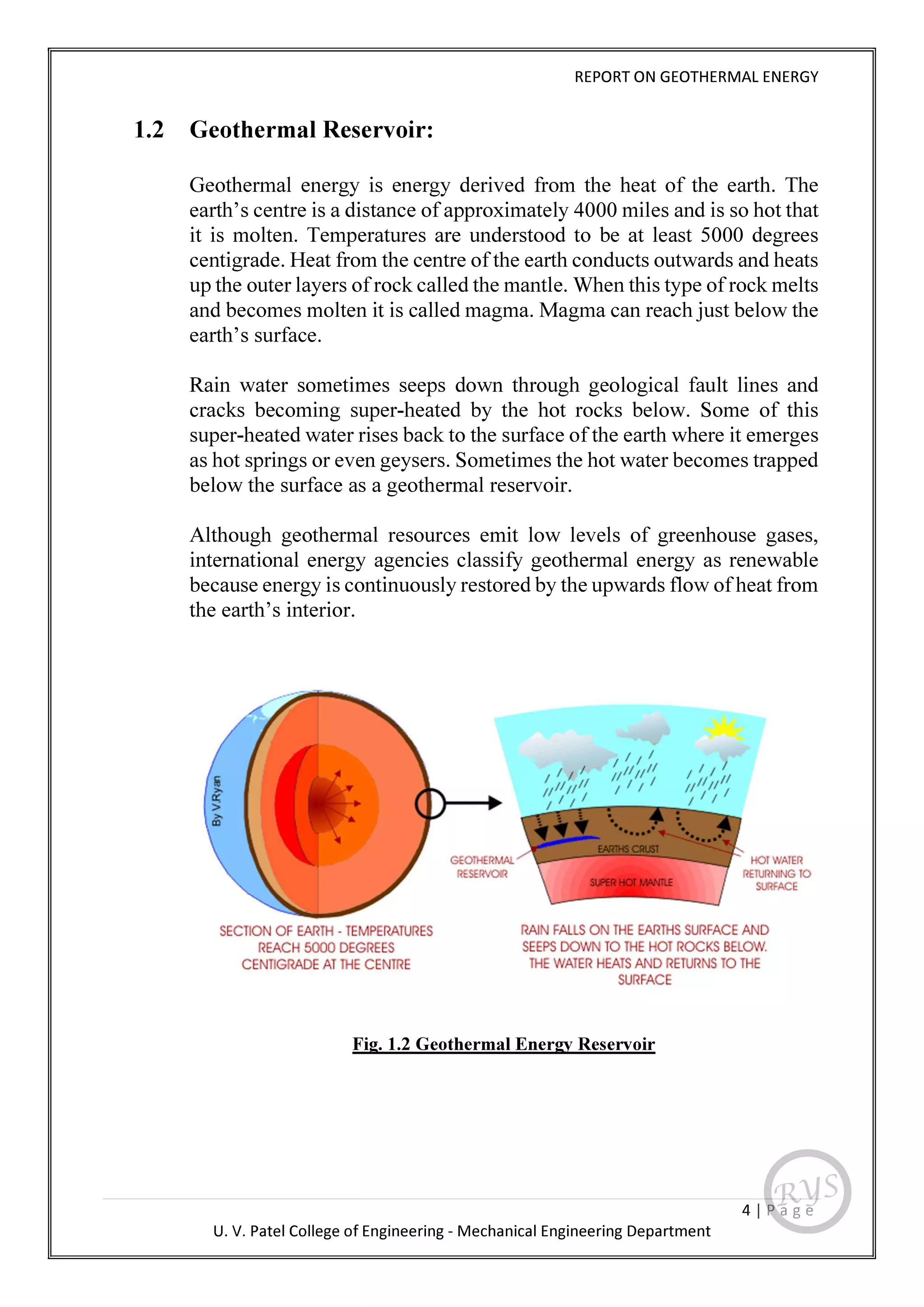 Geothermal Energy Power Plant Report | PDF