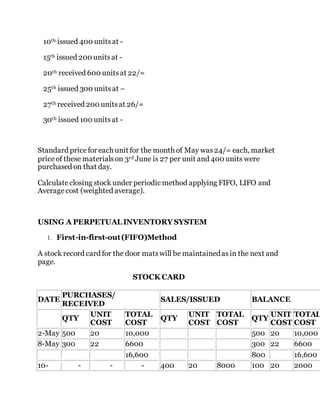 STOCK VALUATION | DOCX