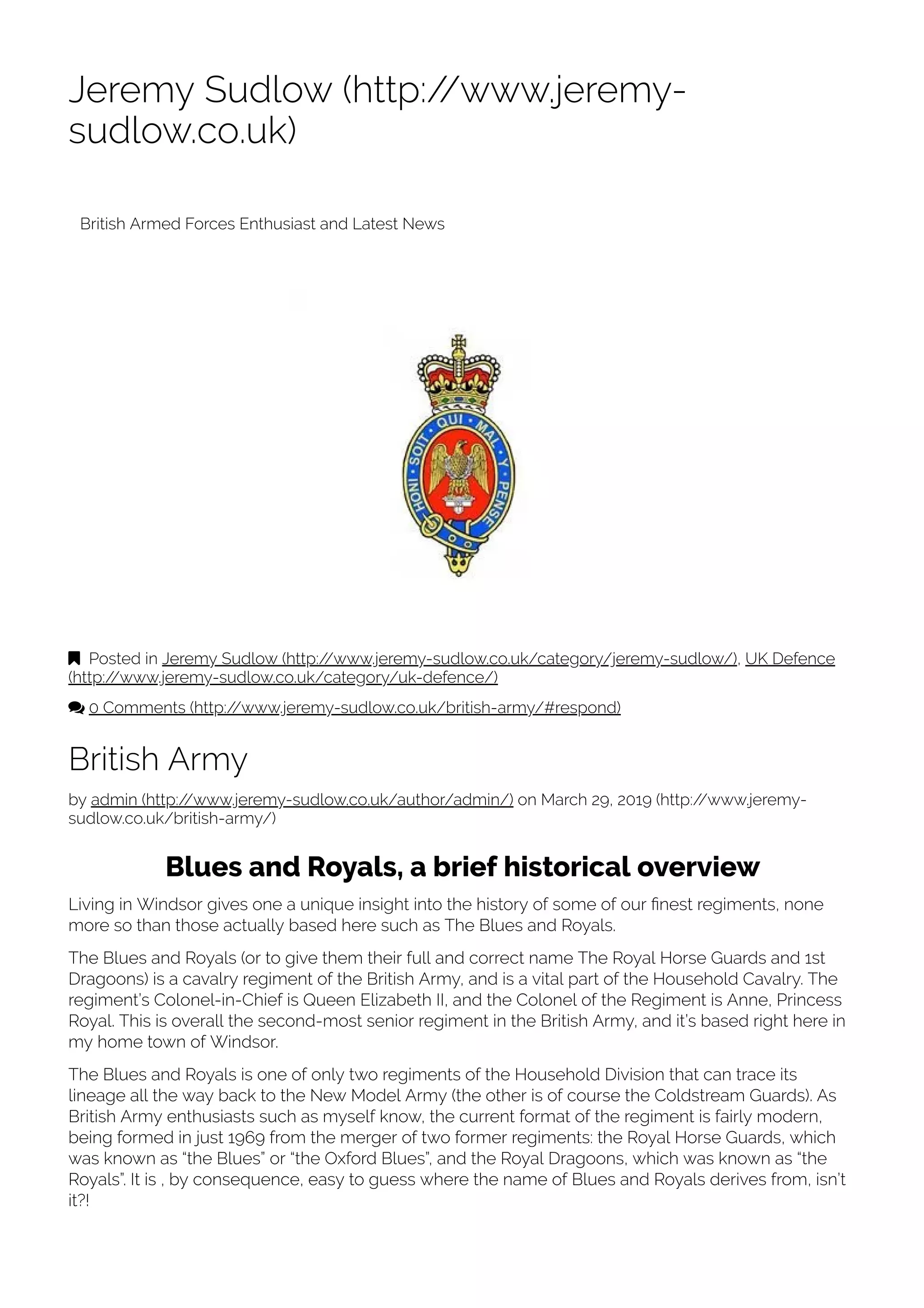 British Army – Jeremy Sudlow | PDF