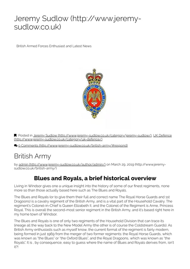 British Army – Jeremy Sudlow | PDF | Defense Industry | Industries