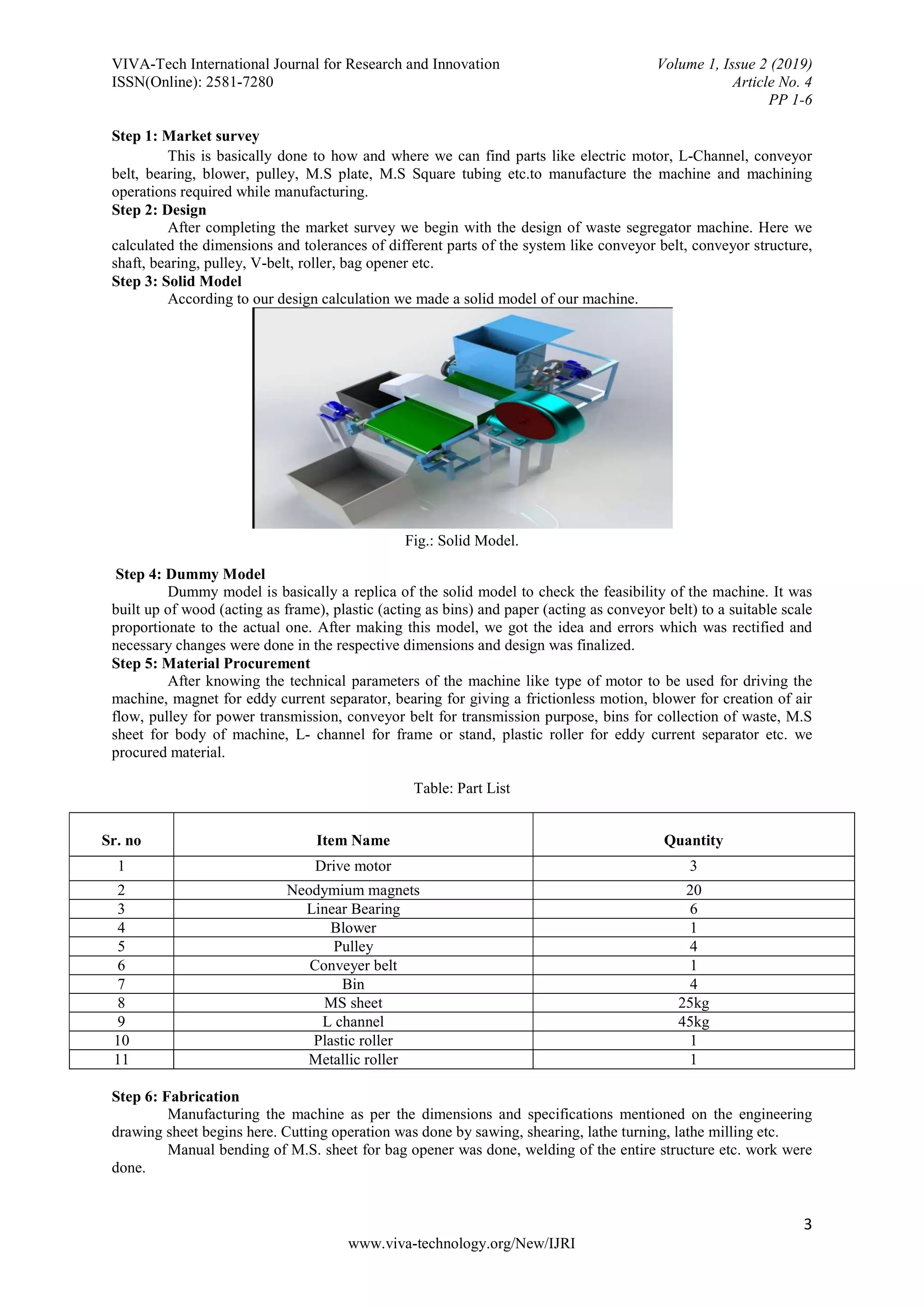 A CONCEPT ON FABRICATION AND TESTING OF WASTE SEGREGATOR MACHINE | PDF ...