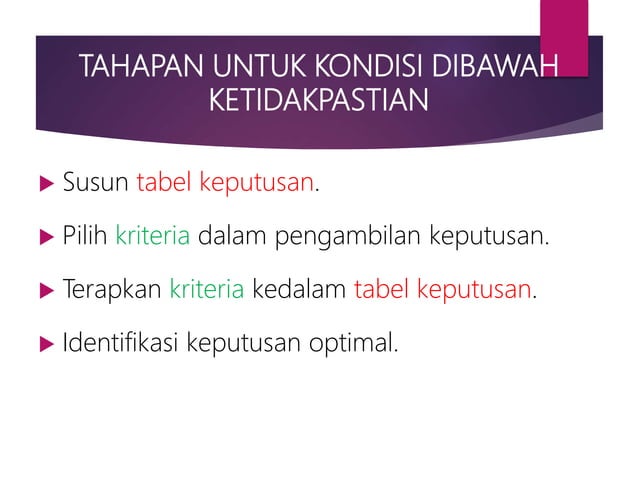 Sistem Penunjang Keputusan [Teori Pengambilan Keputusan] | PPTX