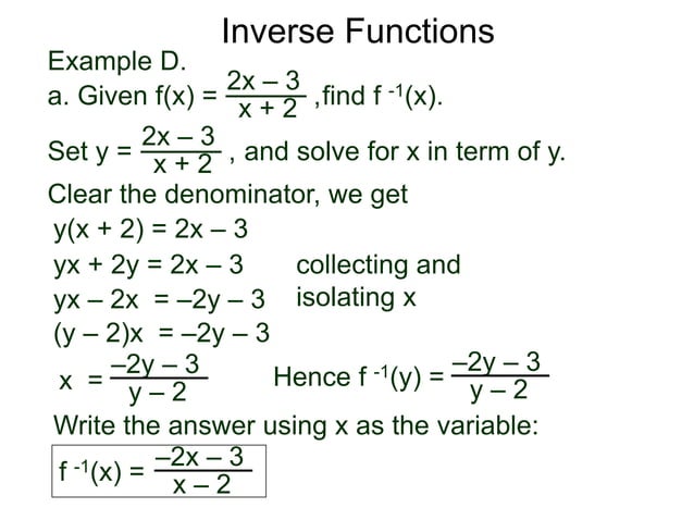 4.1 inverse functions t | PPT