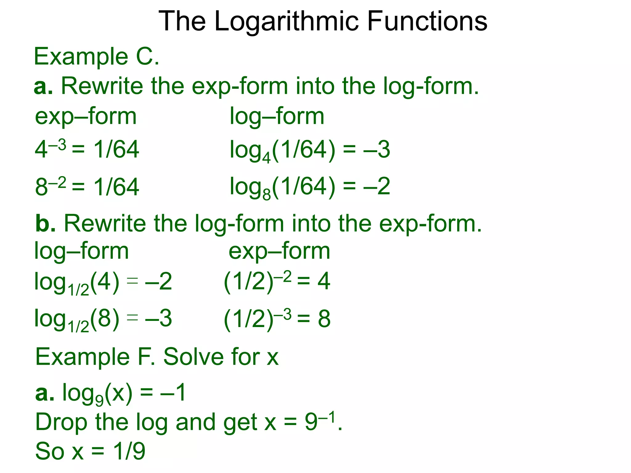 4.4 the logarithm functions t | PPTX