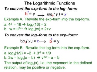 4.4 the logarithm functions t | PPTX