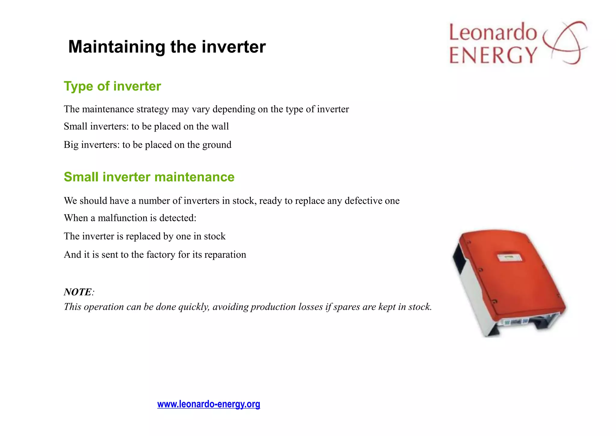 Photovoltaic Training Course - Module 4.2 - components to maintain | PPT