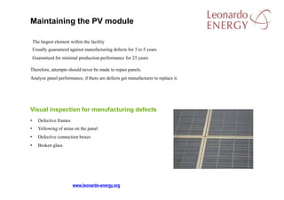 Photovoltaic Training Course - Module 4.2 - components to maintain | PPT