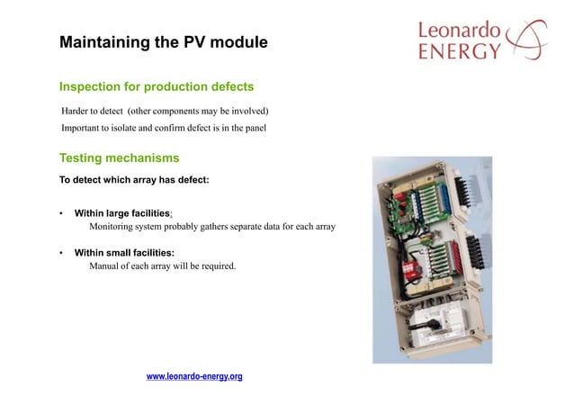 Photovoltaic Training Course - Module 4.2 - components to maintain | PPT