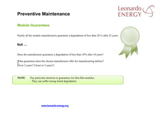 Photovoltaic Training Course - Module 4.3 - Types of maintenance | PPT