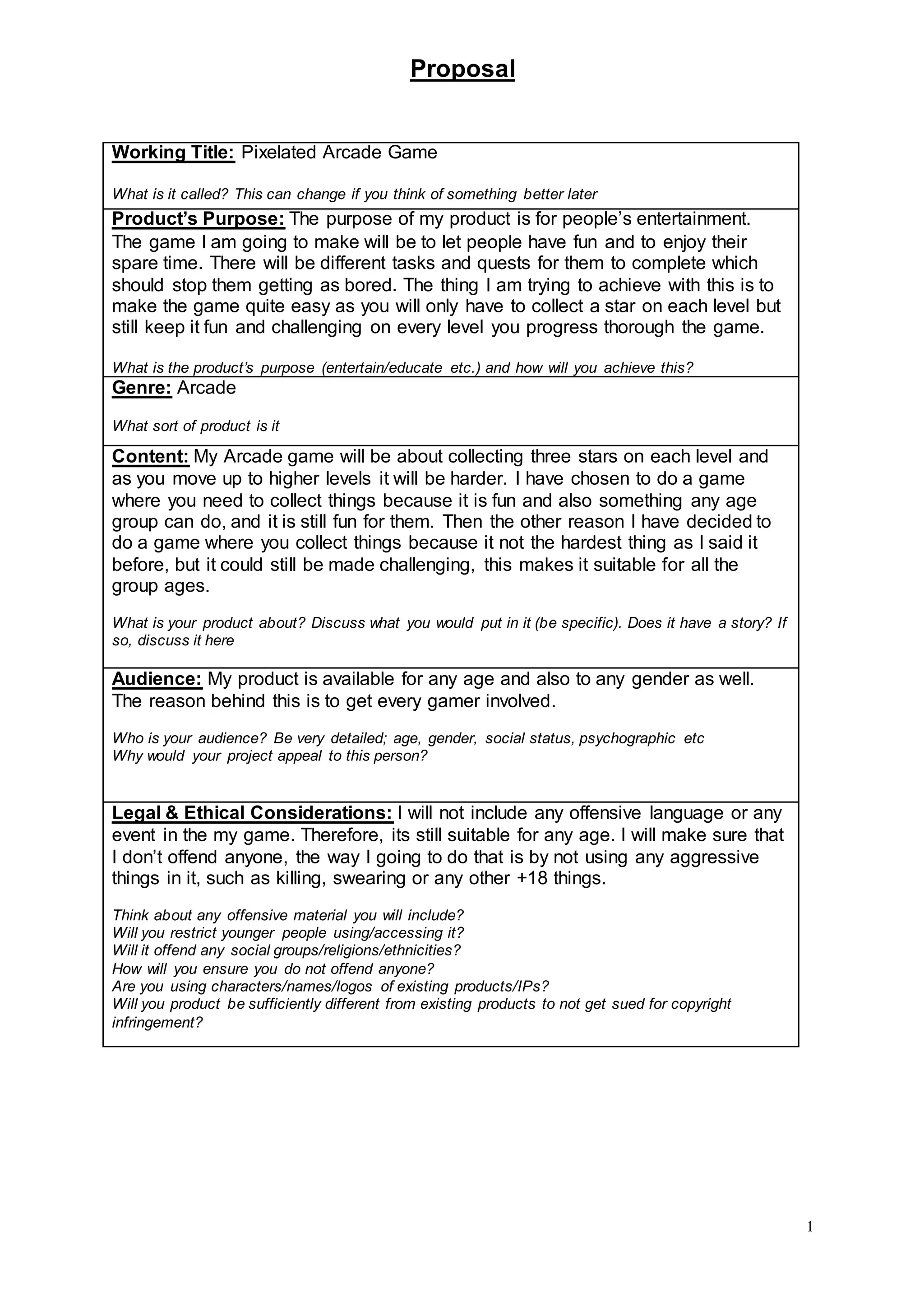 4. proposal done | DOCX | Video Gaming