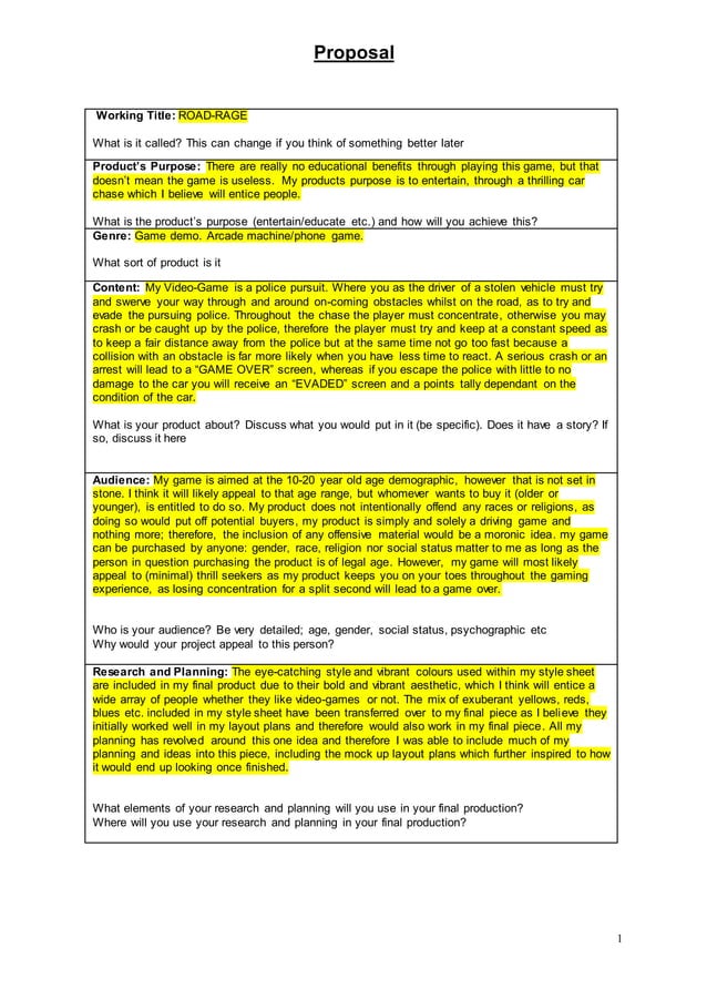 4. proposal | DOCX | Racing Video Games | Video Game Genres