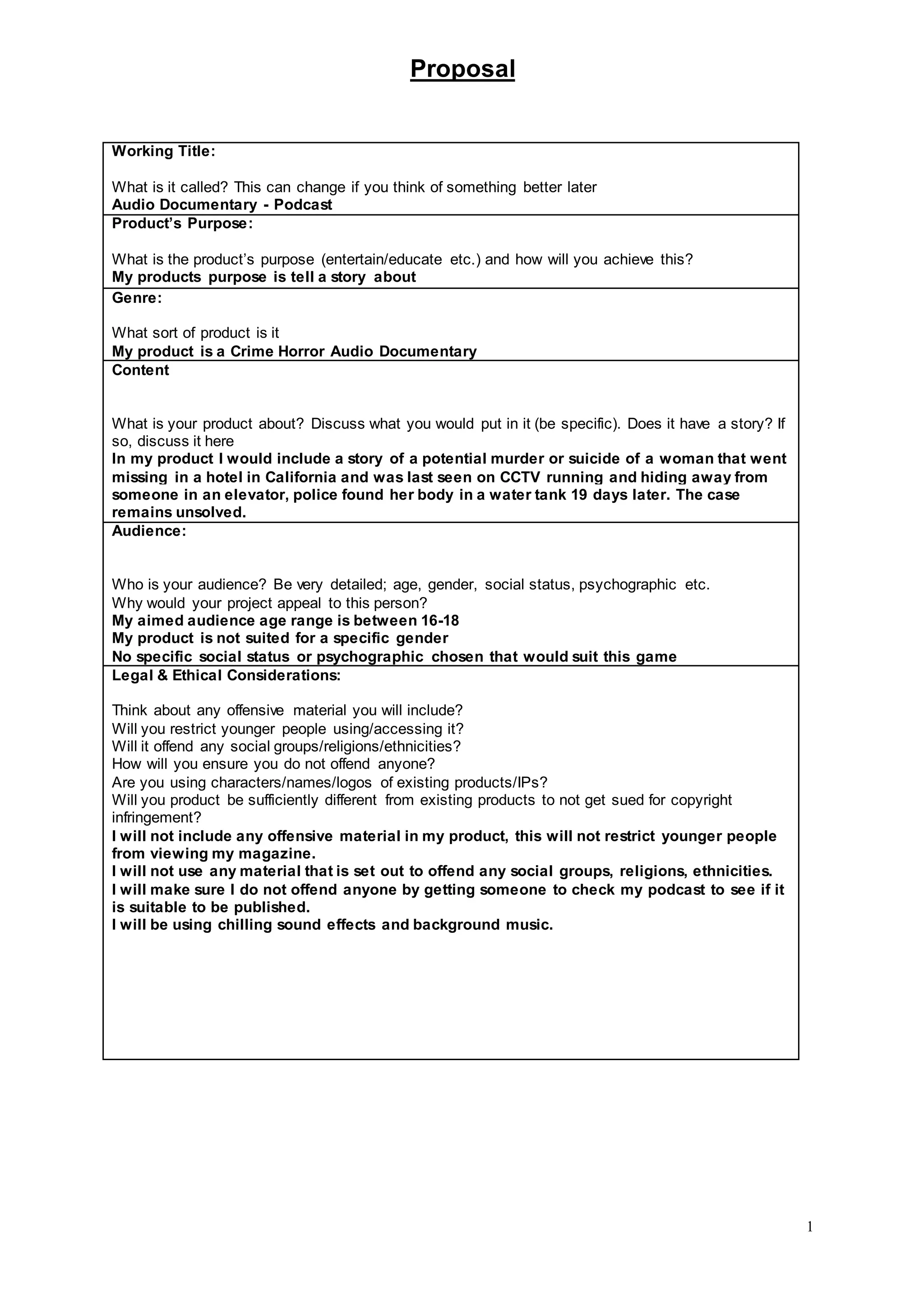 4. proposal(4) (done) | DOCX | Genres