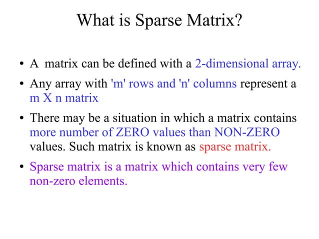 sparse matrix in data structure | PDF
