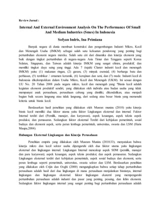 Internal Analysis. Universitas Mercu Buana. 2019 | DOCX