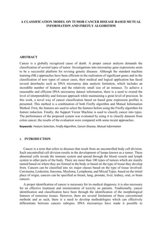 A CLASSIFICATION MODEL ON TUMOR CANCER DISEASE BASED MUTUAL INFORMATION ...