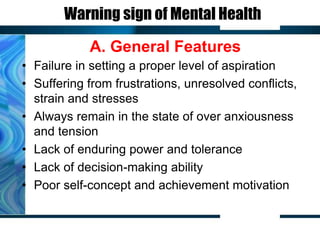 4. warning sign of mental health by S.Lakshmanan Psychologist | PPT