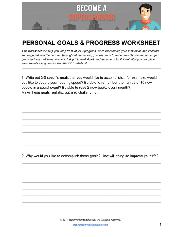 4. personal goals & progress worksheet | PDF