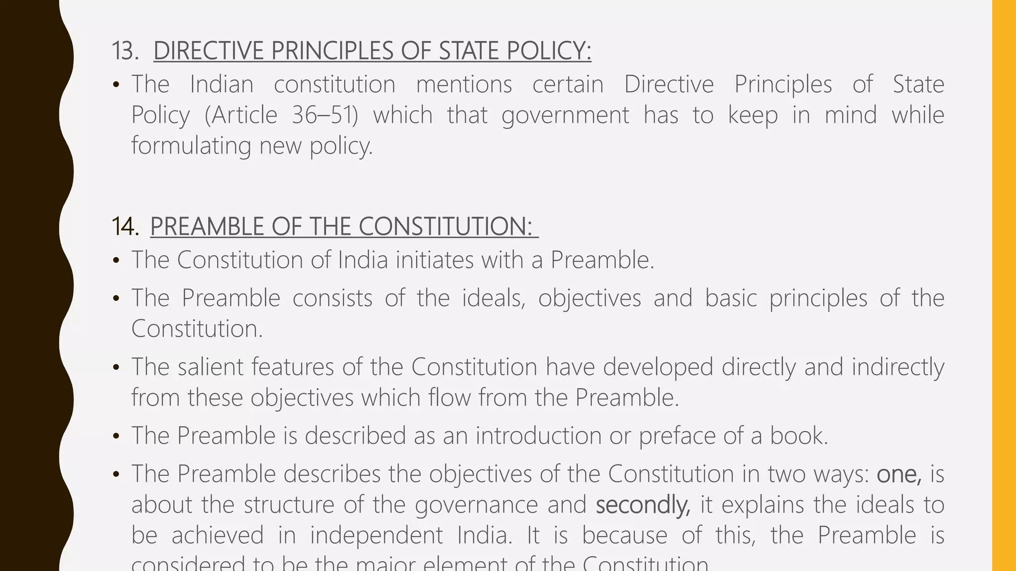 Salient features of Indian constitution | PPTX