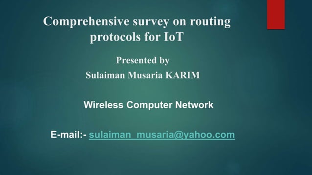 Comprehensive Survey On Routing Protocols For Iot Ppt Computer Networking Computing