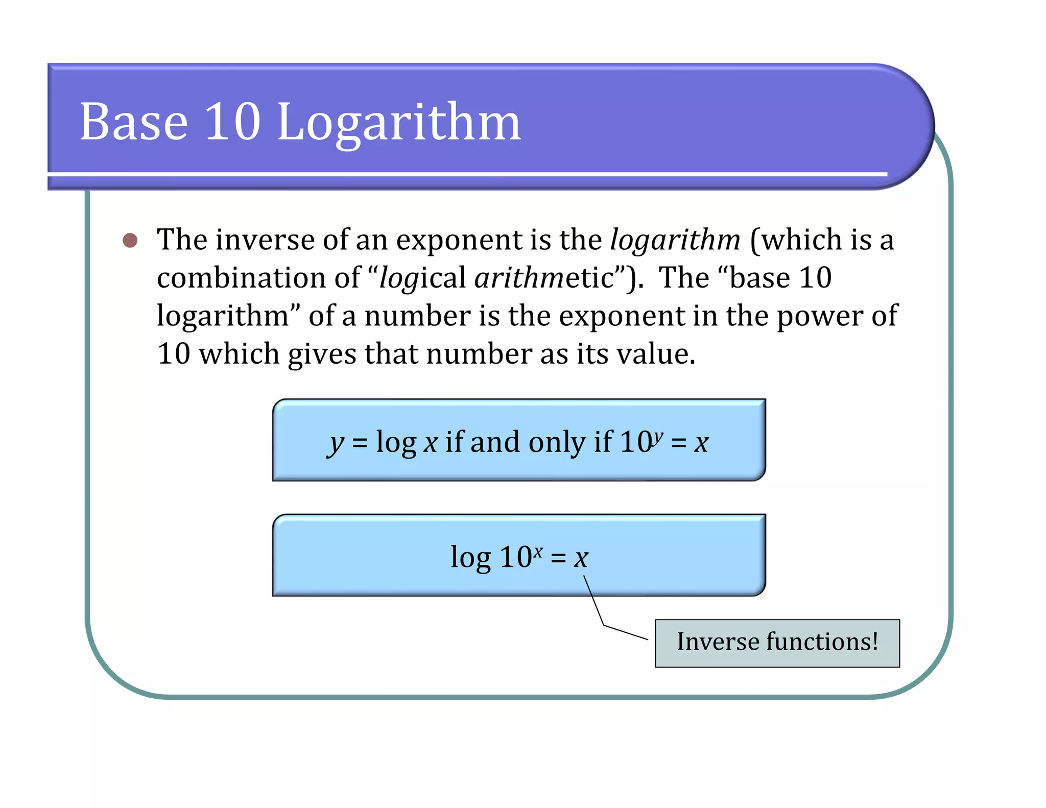 4.3 Logarithmic Functions | PPT