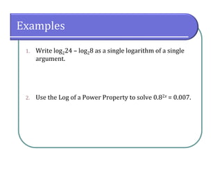 4.3 Logarithmic Functions | PPT