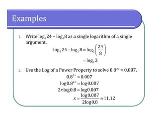 4.3 Logarithmic Functions | PPT