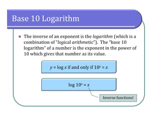 4.3 Logarithmic Functions | PPT