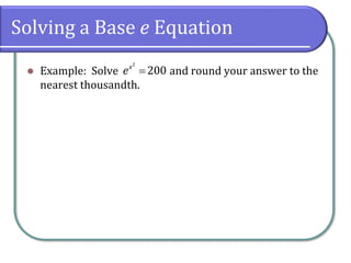 4.5 Exponential and Logarithmic Equations | PPT