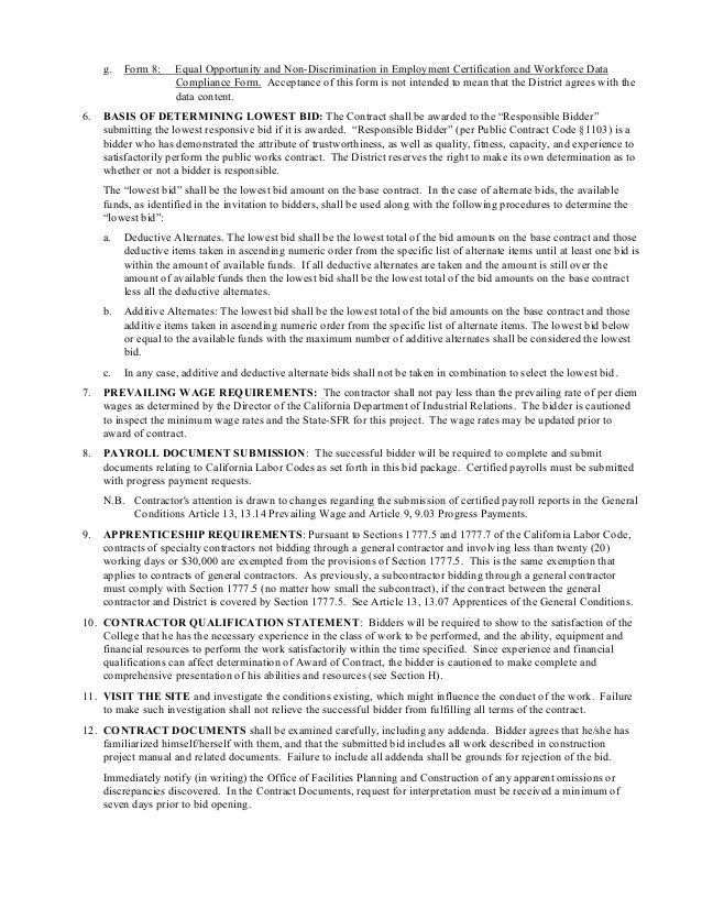 Instructions to bidders