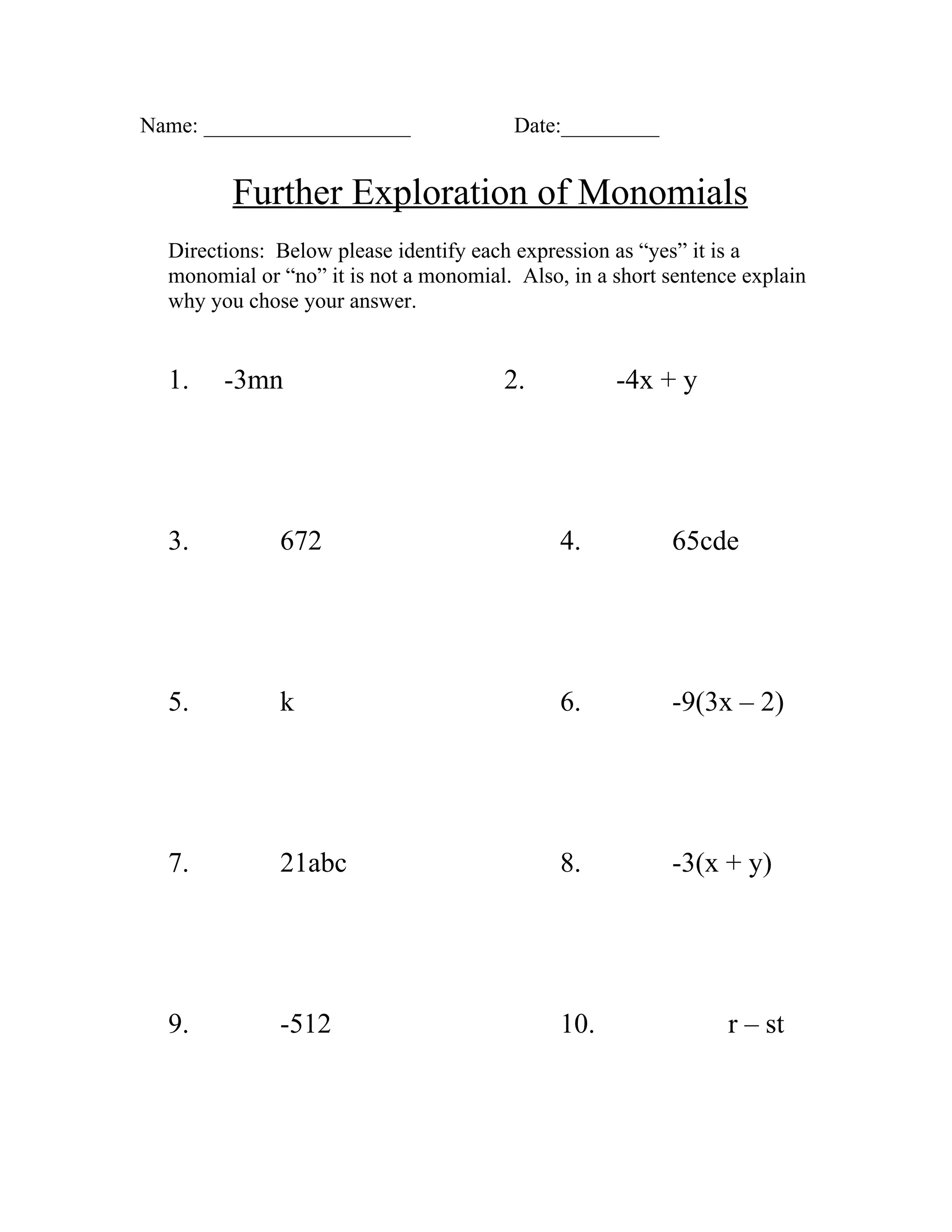 4 1 Monomial Identification Practice Doc
