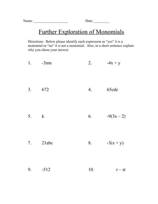 4 1 monomial identification practice | DOC