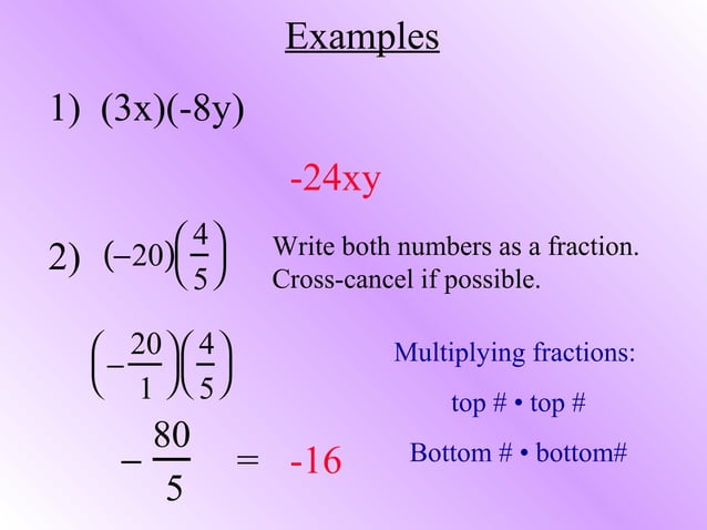 4 1 multiplying rational numbers examples | PPT