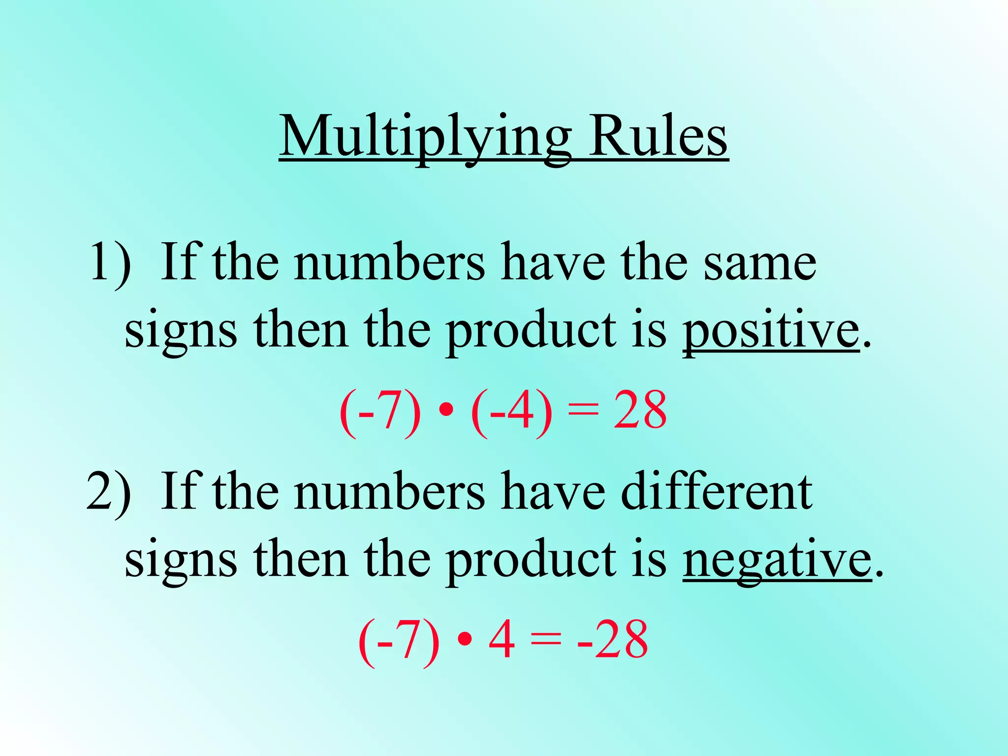 4 1 Multiplying Rational Numbers Examples Ppt