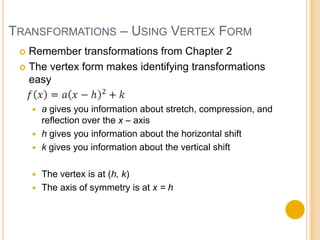 4.1 quadratic functions and transformations | PPTX