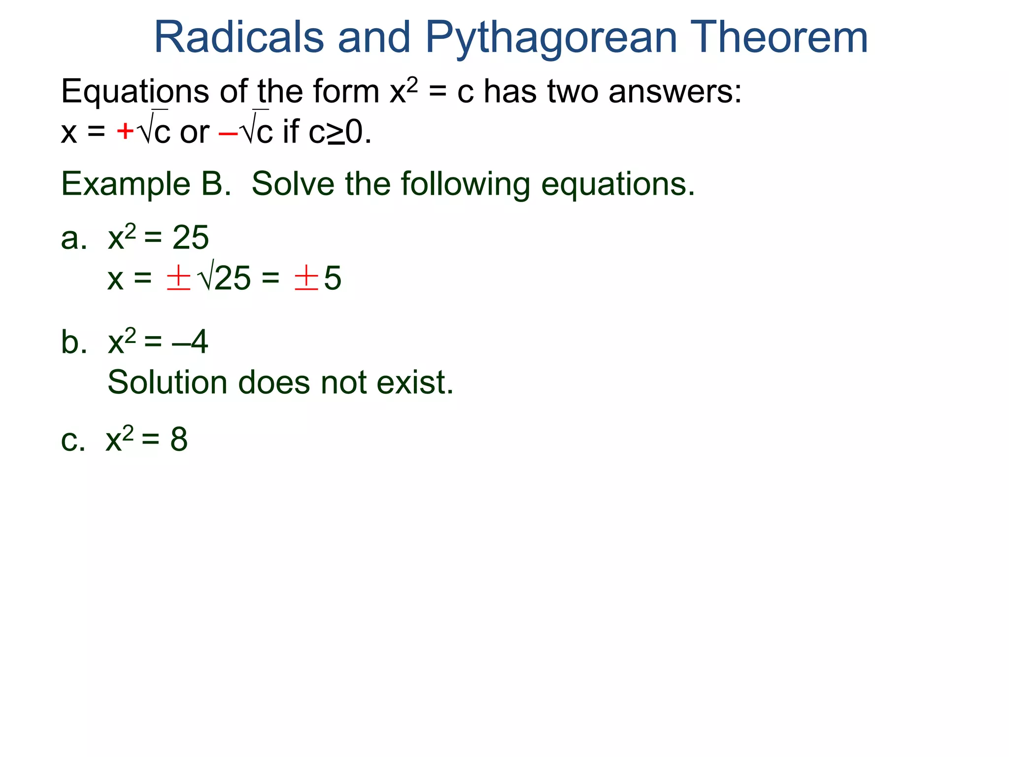 4 1 radicals and pythagorean theorem | PPT