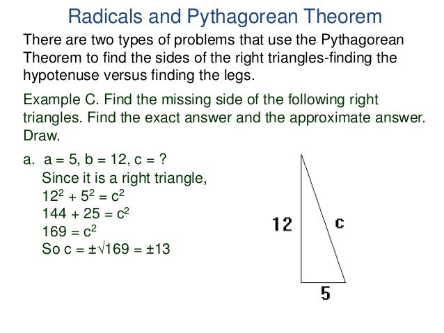 4 1 radicals and pythagorean theorem