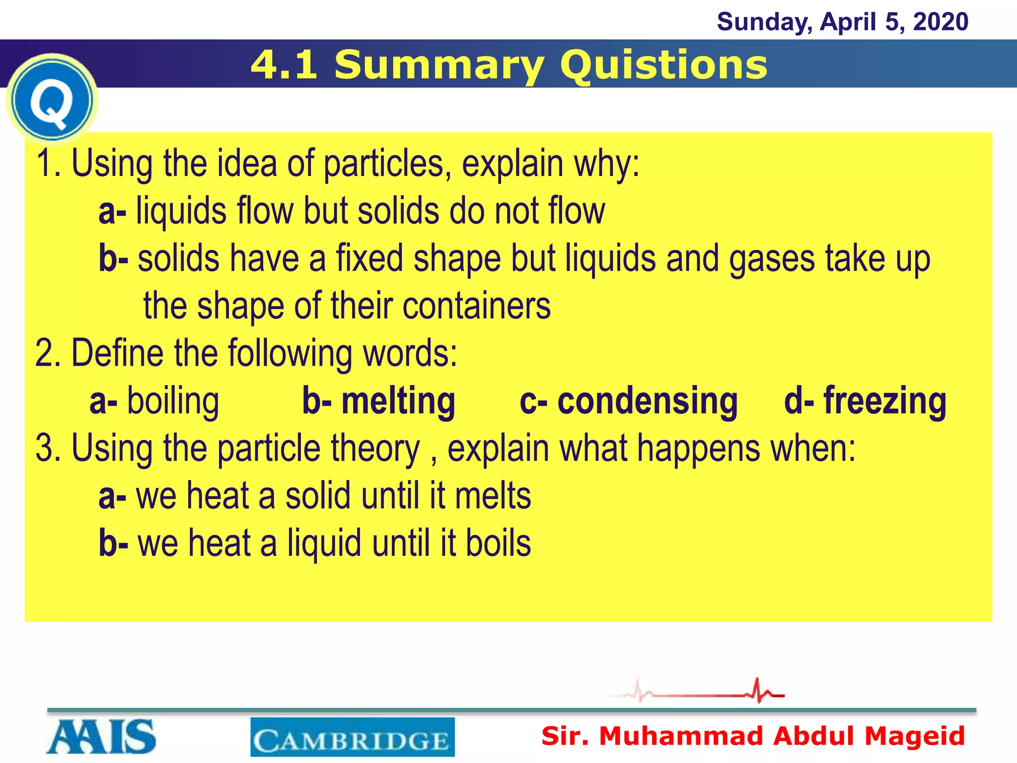 4 1 revisiting the particle model - aais | PPSX