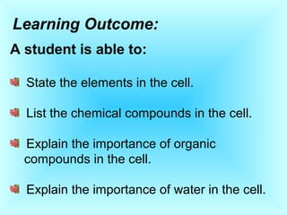 The Chemical Composition of Cell | PPT