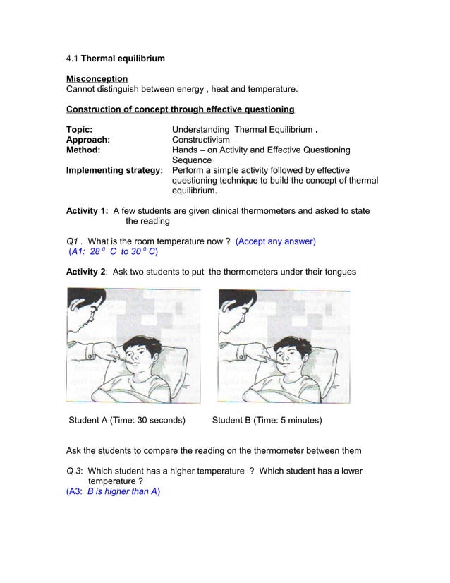4.1 Understanding Thermal Equilibrium | DOC | Chemistry | Science