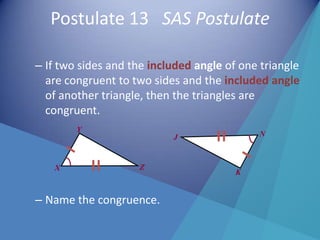 4 2 SSS, SAS, ASA Postulates | PPT