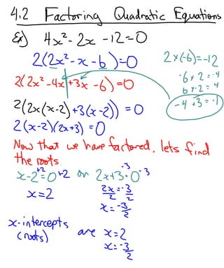 4.2 factoring quadratic equations | PPTX