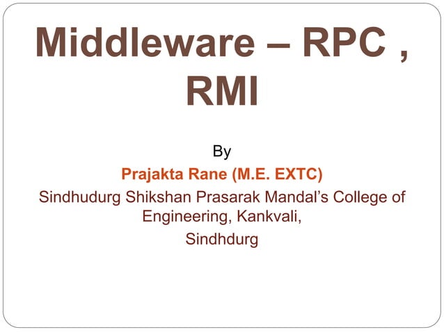 Middleware in Distributed System-RPC,RMI | PPTX | Programming Languages | Computing