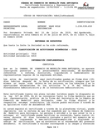 Grupo Jaque Colombia Company Certificate | PDF