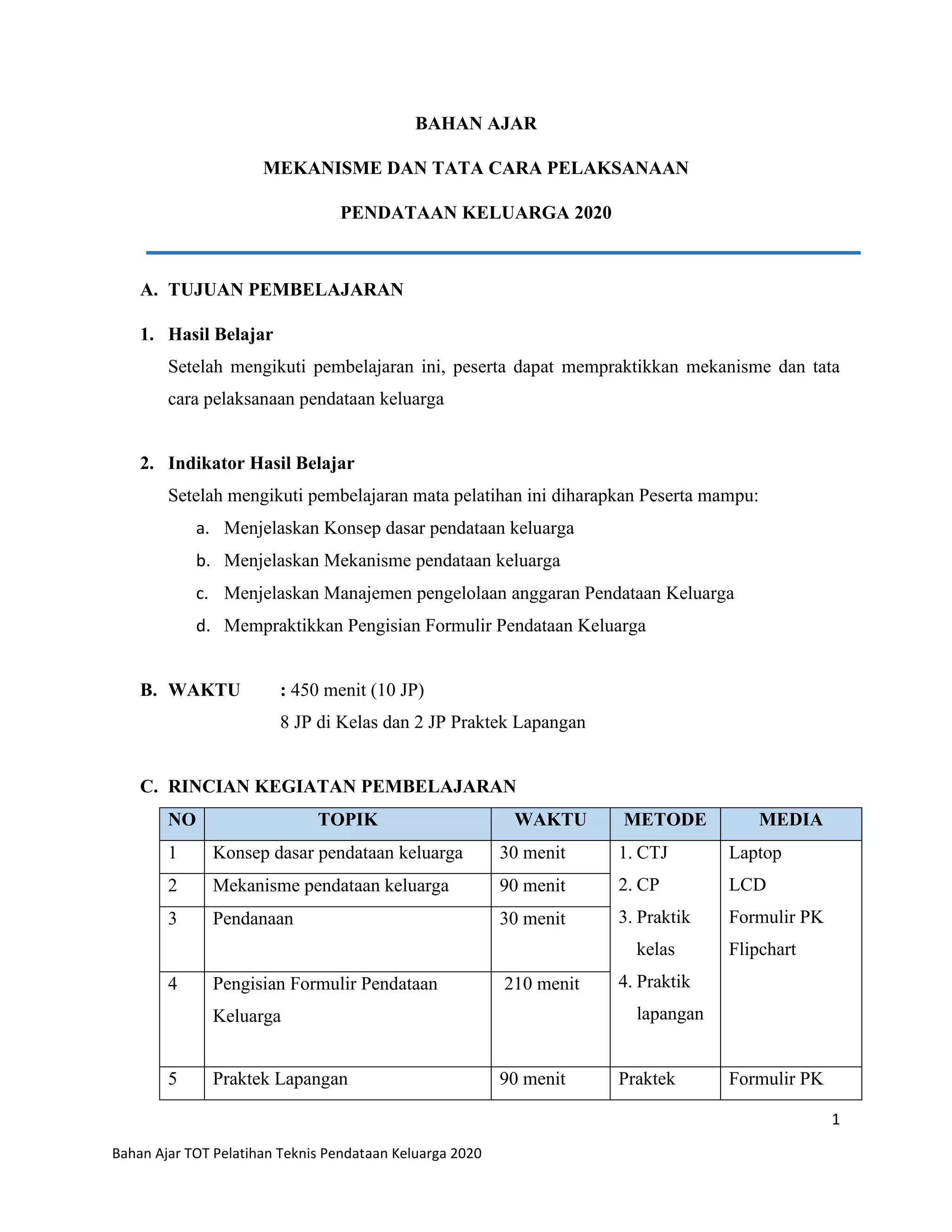 4. bahan ajar pelatihan teknis - mekanisme dan tata cara pk 2020 | PDF