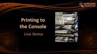 04. Console Input Output | PPTX