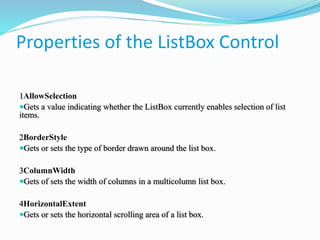4. listbox | PPTX | Computing | Technology & Computing